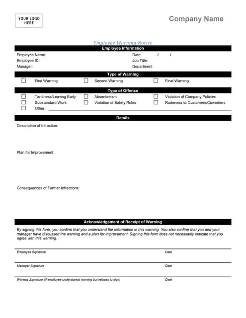 Notice to Explain SAMPLE FORM (First Notice) | PDF