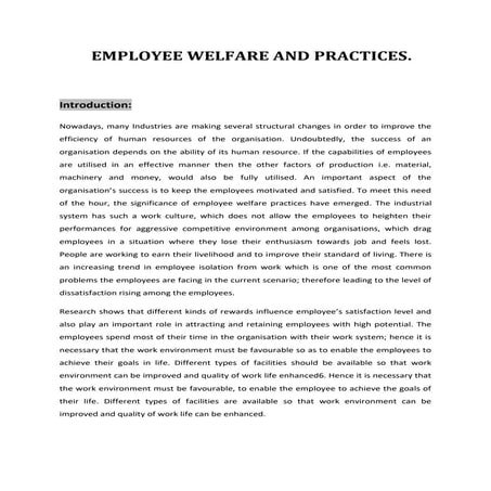 Employee welfare and practices | PDF