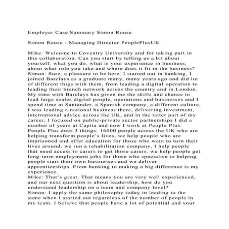 Employer Case Summary Simon Rouse Simon Rouse - Managing Di.docx ...
