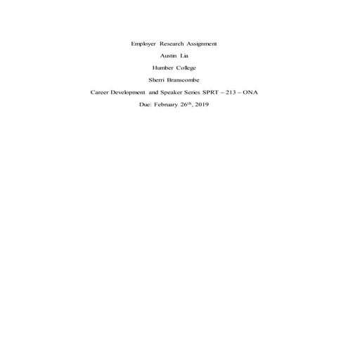 Employer Research Assignment | DOCX