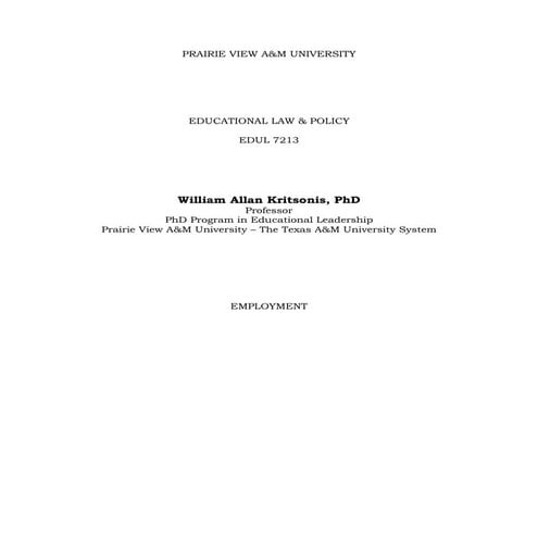 Employment Essay Format - Professor William Allan Kritsonis | DOC | Law