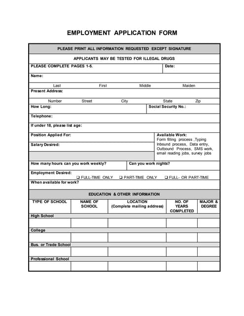 Job application form | DOCX