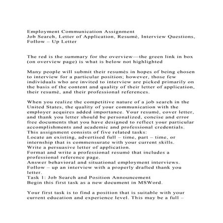 Employment Communication AssignmentJob Search, Letter of Applica.docx