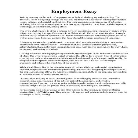 Employment Essay | PDF
