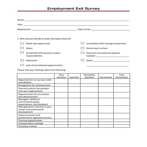 Employment exit survey | DOC