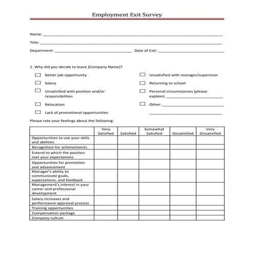 Employment exit survey | DOC