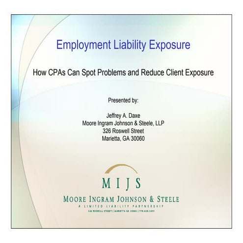 Spotting Employment Liability Exposure | PPT