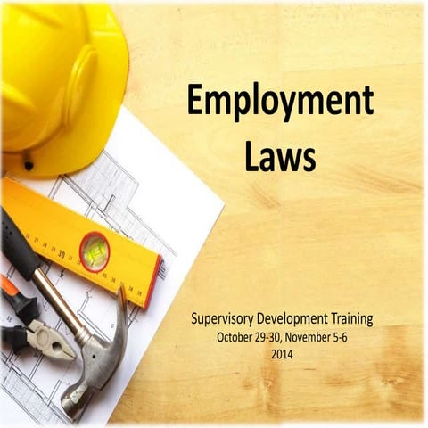 Employment Laws Supervisory Development Training Oct 2014 | PPT