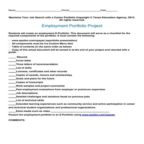 Employment portfolio project | PDF