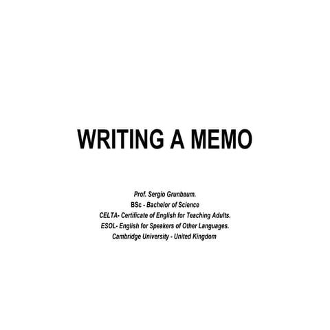 Employment, writing a memo in english | PPT