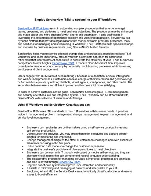 ServiceNow ITSM Overview | PDF | Cloud Computing | Internet