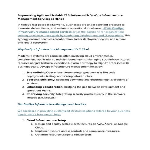 Empowering Agile and Scalable IT Solutions with DevOps Infrastructure Management Services at ...