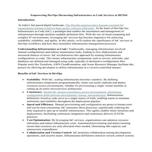Empowering Devops Harnessing Infrastructure As Code Services At Hex64docx