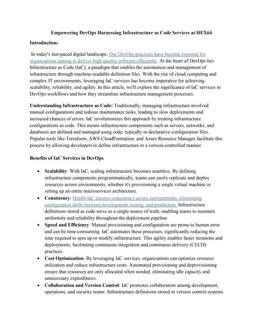 Empowering Devops Harnessing Infrastructure As Code Services At Hex64docx