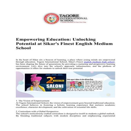 Best Schools in Sikar Rajasthan | Tagore International School | PDF