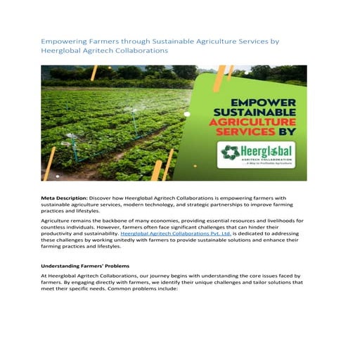 Empowering Farmers through Sustainable Agriculture Services by ...