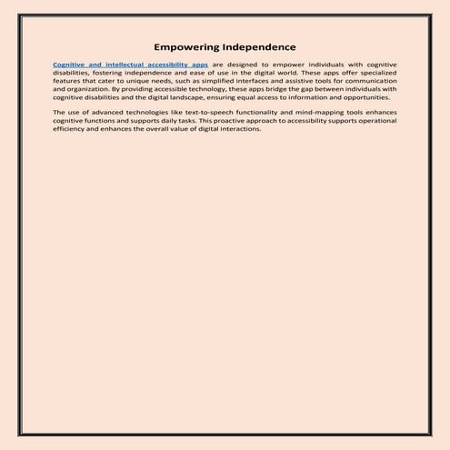 Empowering Independence | Cognitive and intellectual accessibility apps ...