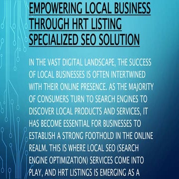 EMPOWERING LOCAL BUSINESS THROUGH HRT LISTING SPECIALIZED SEO SOLUTION | PPT