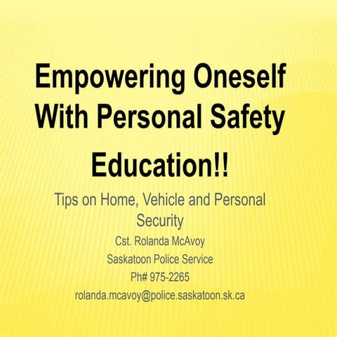 Empowering Oneself With Personal Safety Education 2009 | PPT