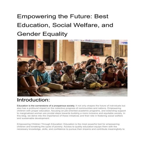 Empowering the Future_ Best Education, Social Welfare, and Gender ...