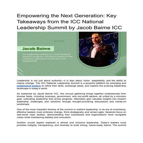 Empowering the Next Generation_ Key Takeaways from the ICC National Leadership Summit by Jacob ...