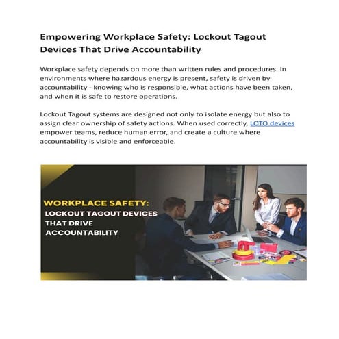 Empowering Workplace Safety Lockout Tagout Devices That Drive ...
