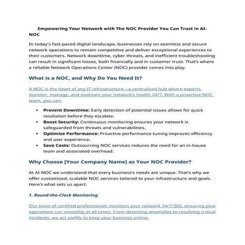 Empowering Your Network with The NOC Provider You Can Trust in AI-NOC.docx