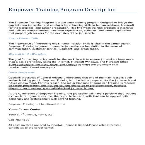 Empower training brief program description | PDF