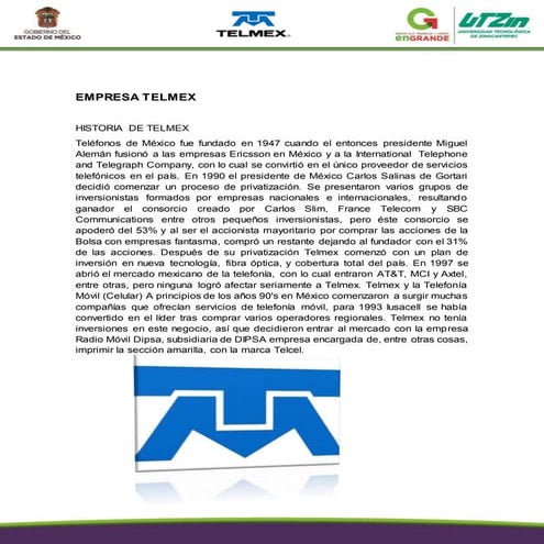 Empresa telmex | DOCX