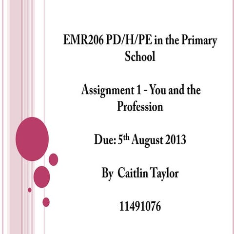 EMR206 Assignment 1- You and the Profession | PPT