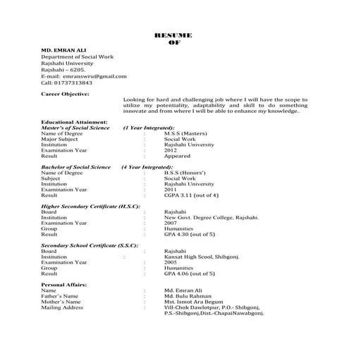Emran current cv | DOC