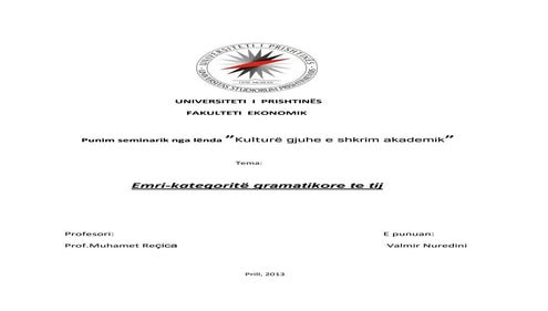 Punim Seminarik Universiteti Prishtine