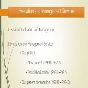 Evaluation and Managemnt coding | PPTX