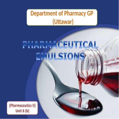 APPLICATIONS AND USES OF Emulsion IN PHARMACY.pptx