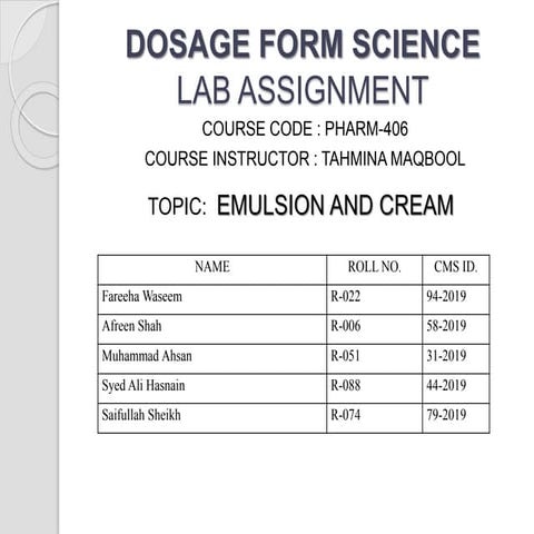 Emulsion and cream gp b | PPT