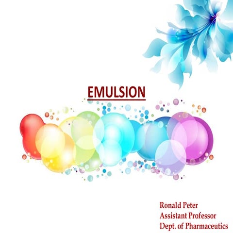 Emulsion (intro, adv, types and classifictaion) | PDF