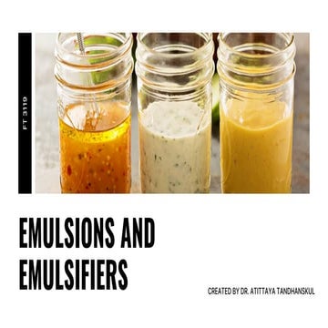 Introduction to food emulsion and emulsifiers | PDF