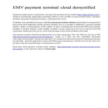 EMV Payment Terminal Cloud Demystified | DOCX