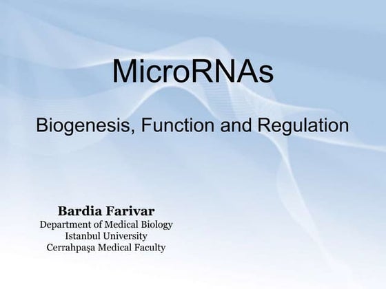 Biogenesis of mi RNA | PPTX | Cancer | Diseases and Conditions
