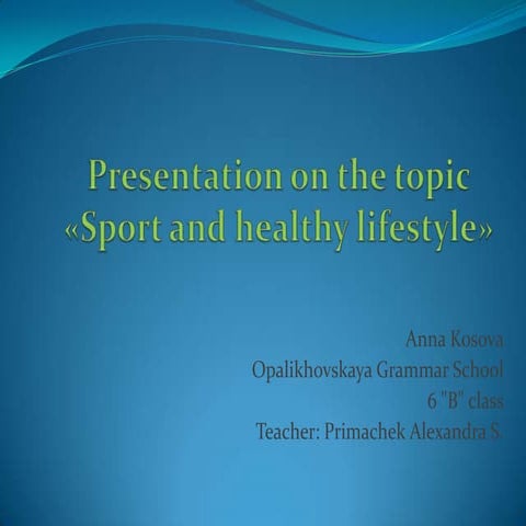 Sport and healthy lifestyle | PPT