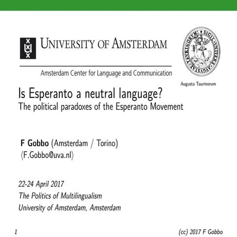 Is Esperanto a neutral language? The political paradoxes of the ...
