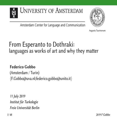 From Esperanto to Dothraki: languages as works of art and why they ...