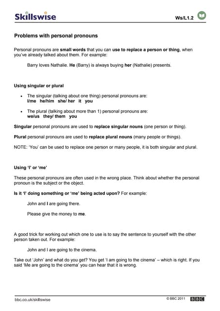 (Parts of Speech 2) Pronouns | PPT