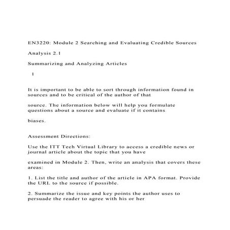 EN3220 Module 2 Searching and Evaluating Credible Sources .docx