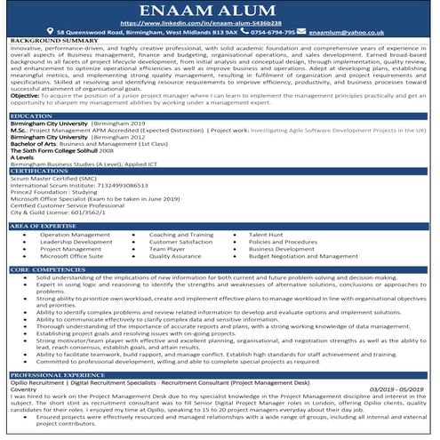 Enaam Alum CV | PDF