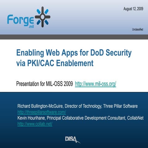 Enabling Web Apps For DoD Security via PKI/CAC Enablement (Forge.Mil case study) | PPT