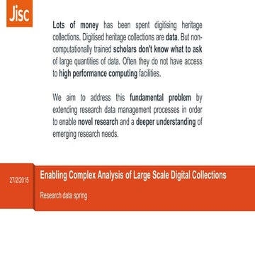 Enabling complex analysis of large scale digital collections | PDF | Databases | Computer ...