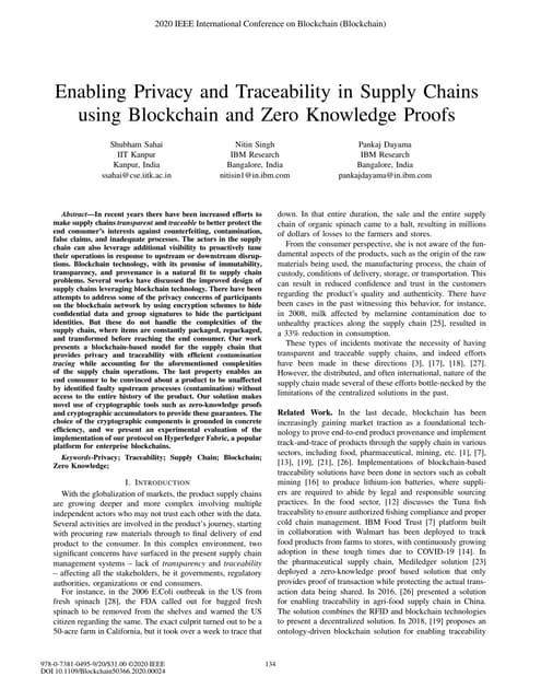 Enabling Privacy Andtraceabilityinsupplychainsusingblockchainandzeroknowledgeproofs Pdf