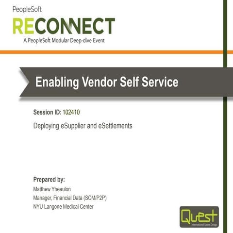 Enabling vendor self service reconnect 16 my | PPTX