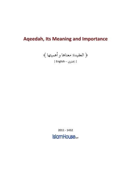 Aqeedah its meaning and importance - abdul aziz al-qari | PDF | Islam ...